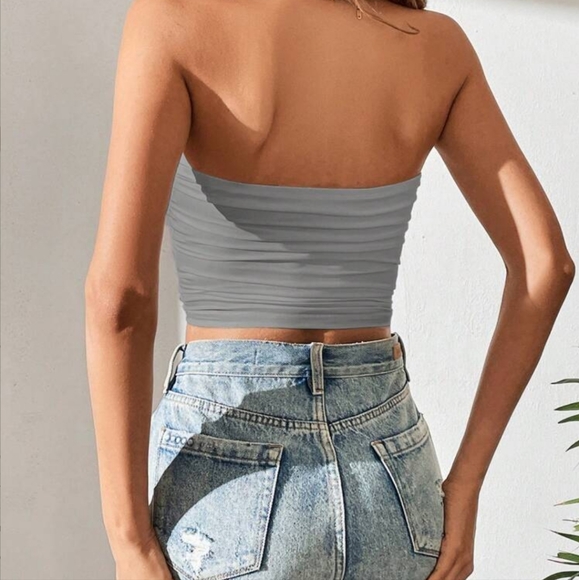 Other | Newsuper Cute Ruched Side Tube Top In Grey | Poshmark